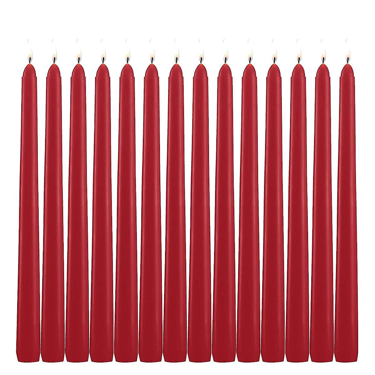 HELLY 14 Pack Tall Red Taper Candles - 10 Inch Red Dripless, Unscented Dinner Candle - Paraffin Wax with Cotton Wicks - 8 Hour Burn Time.