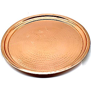Aruma Traditional Design Hammered Handmade Copper Serving Tray 14 Inch