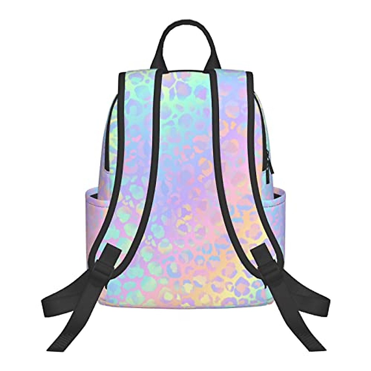 HEVANE Rainbow Leopard Print Cheetah Women's Casual Style Lightweight Backpacks Durable Small Travel Backpack Purse Casual Book Bag Computer Bag Fits 12/14 Inch Laptop