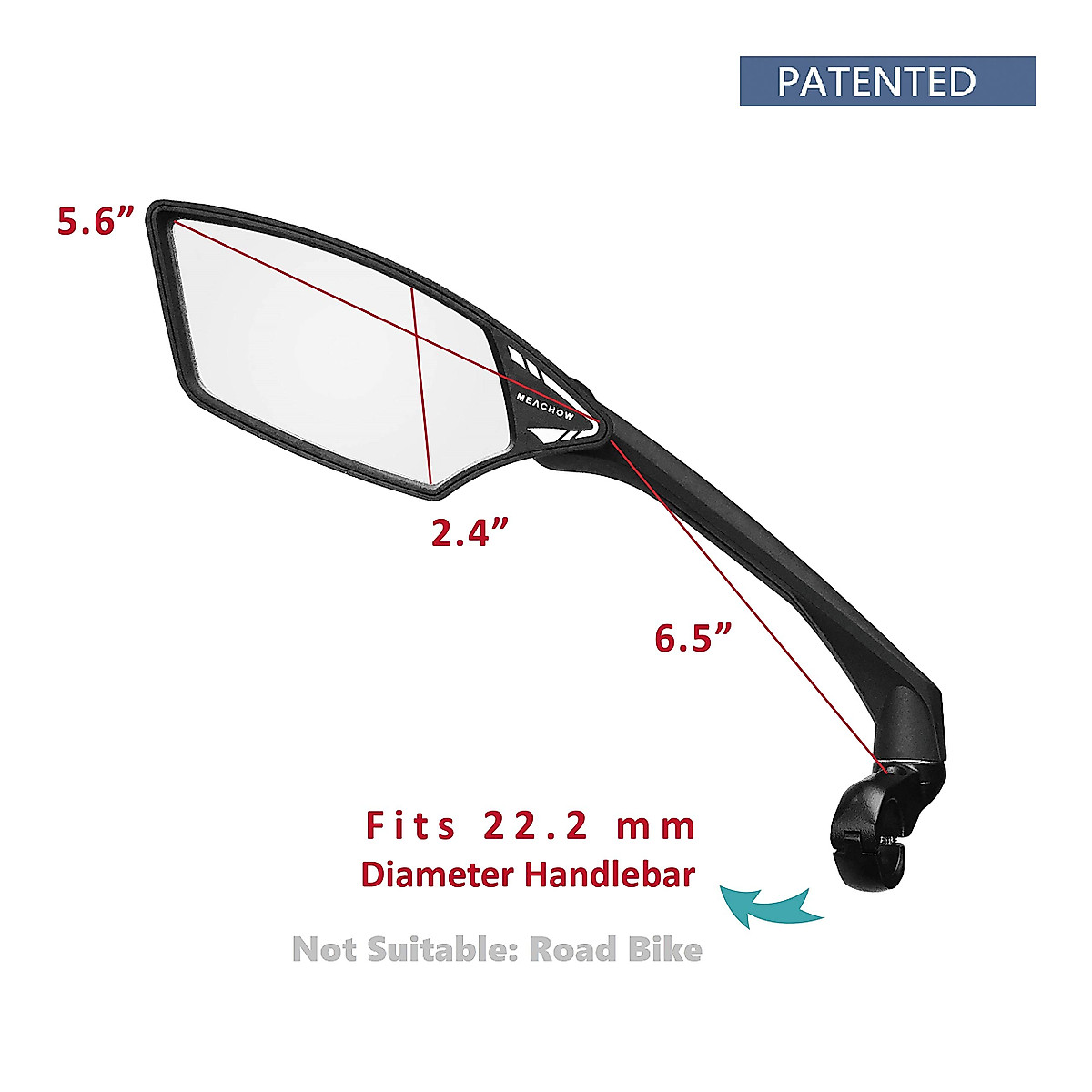 MEACHOW New Scratch Resistant Glass Lens,Handlebar Bike Mirror, Rotatable Safe Rearview Mirror, Bicycle Mirror, (Silver Left Side) ME-006LS