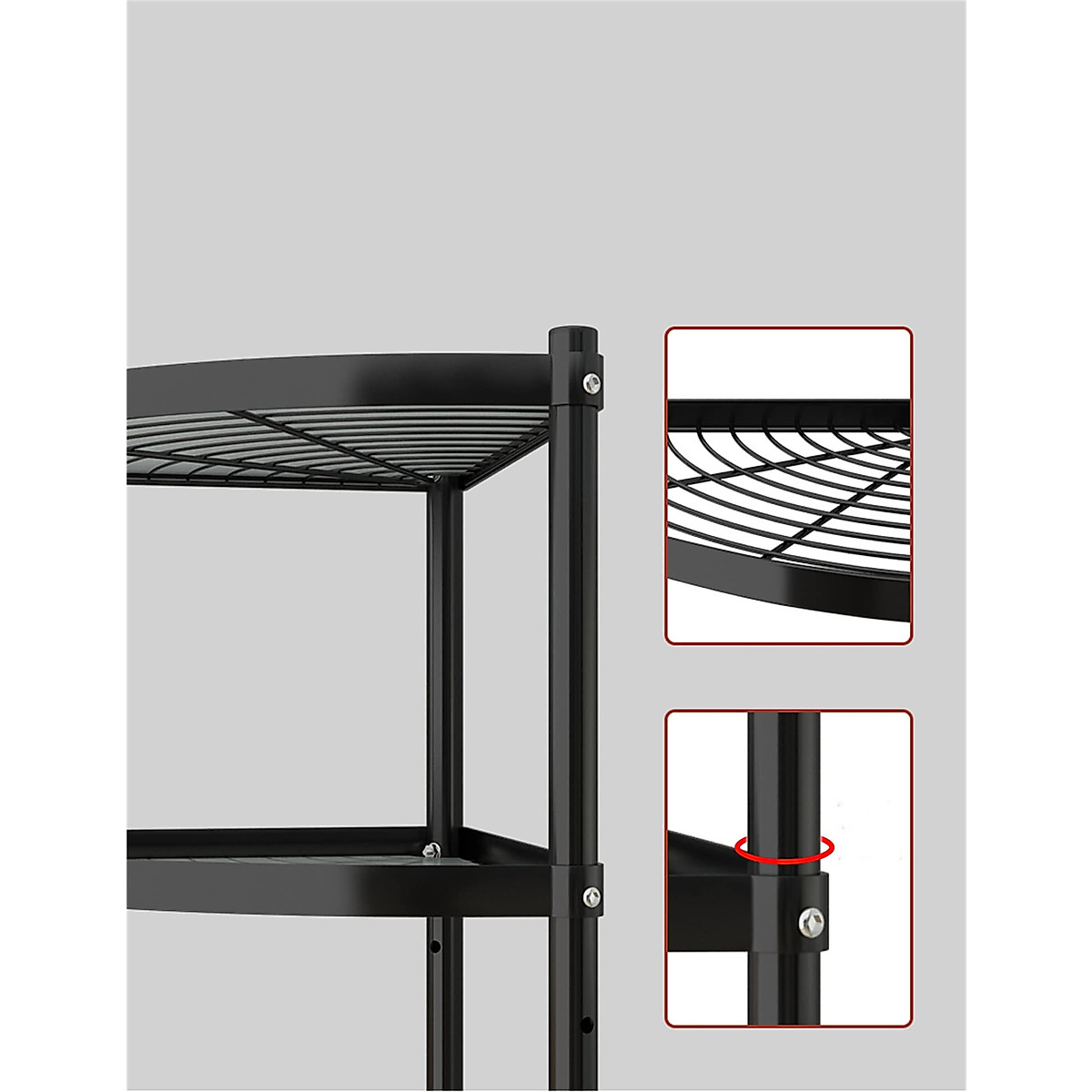 ZIGAMA 3-Tier Kitchen Pot Rack, Multi-layer Corner Shelf Stand Metal Shelves for Kitchen