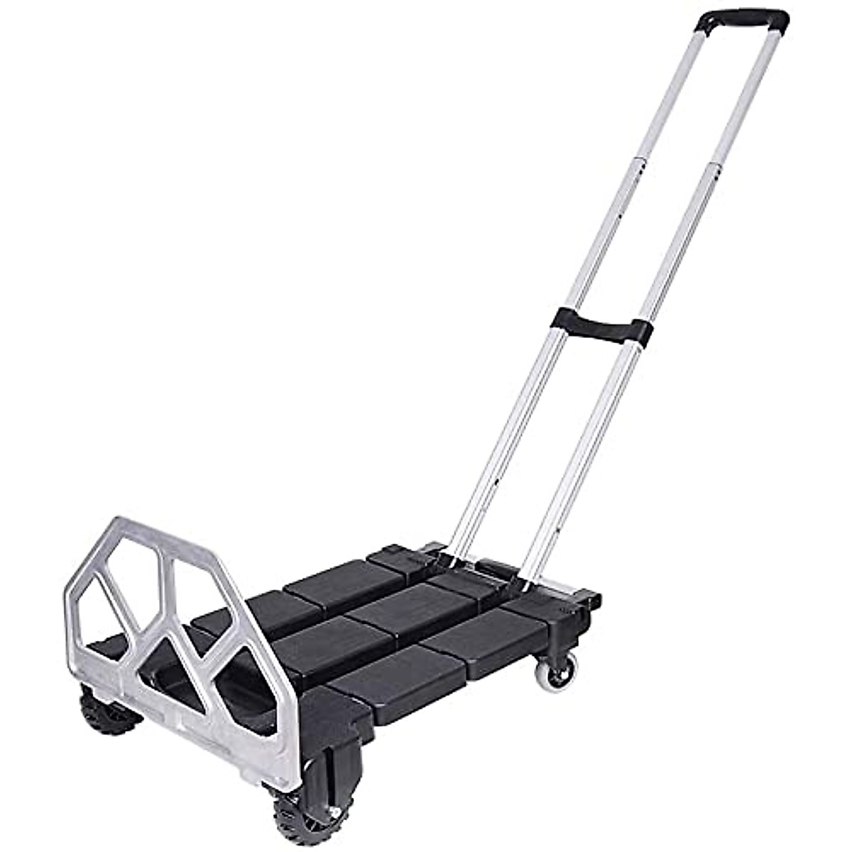 GAOFD Four Wheel Plastic Trolley Moving Delivery Load Heavy Truck Folding Tablet Portable Small Car Car Supplies/Black/Large