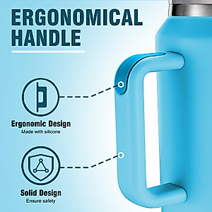 PlanetFlame 64oz Insulated Tumbler with Handle, Stainless Steel Double Wall Vacuumn Water Bottle, Lid and Straw for School, Gym, Hiking & Camping, Blue