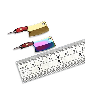 Ruksifg Tiny Knife Set 2Pcs Electroplated Mini Chef Cleaver with Sheath Mini Knife for Package Opener Box Cutter