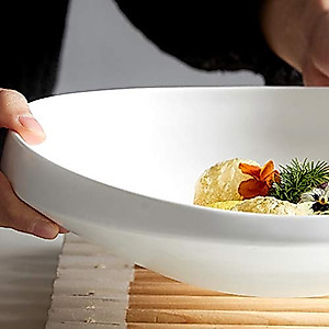 KOWMcp Dinner Plates 1Pcs White Ceramic Plate, Can Be Used to Set The Plate, Put Steak, Vegetables, Fruits, Eggs (Size : M)