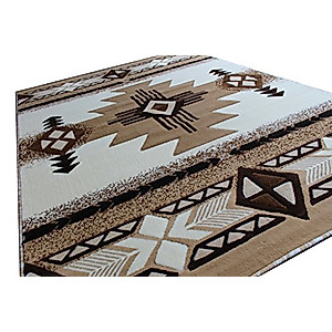 South West Native American Area Rug Design C318 Ivory (5 Feet X 7 Feet)