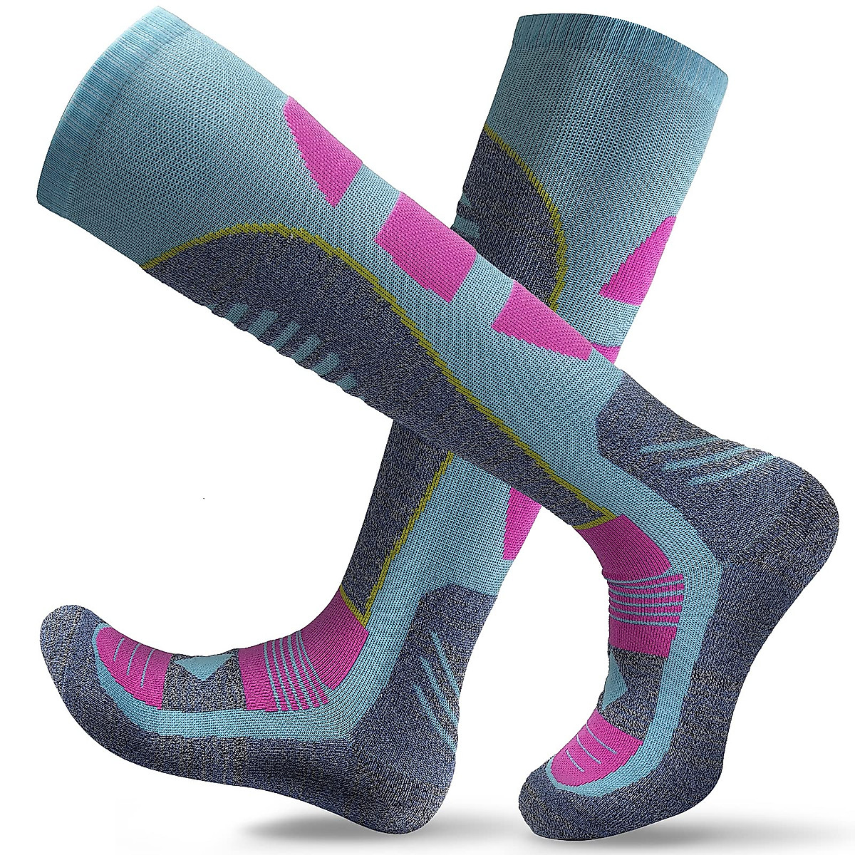 AII Athlete High Performance Unisex Knee Length Ski Socks For Men and Women2 pairs, Winter Performance Socks，Snowboard socks