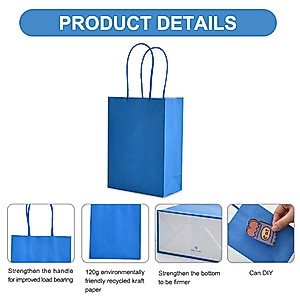 BEISHIDA Small Gift Bags Party Favor Bags Paper Gift Bags Blue Gift Bags with Handles Birthday Gift bags (6.5 x 4.5 x 2.5 Inch, 20PCS)