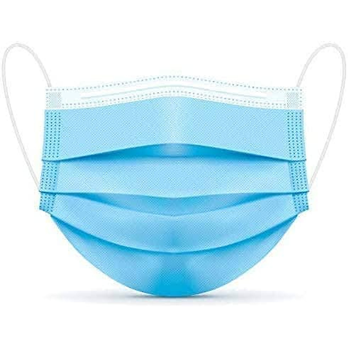 [Pack of 100] Blue Disposable Face Mask, Effective Filtration, Single Use Bulk Pack 3-Ply Masks Facial Cover with Elastic Earloops For Home, Office, School, and Outdoors
