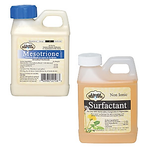 Liquid Harvest Mesotrione Bundle - 8 Ounces - Mesotrione Concentrate (Compare to Tenacity) - Pre and Post-Emergent Weed Killer for Lawn and Turf Grasses with 8oz Surfactant
