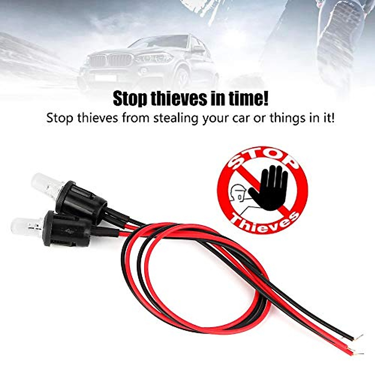 EBTOOLS for car Alarm led Light Fake car Alarm, Blinking led car Alarm Light 1 Pair DC 12V Car LED Alternating Alarm Dash Mount Light Flashing red led 12v