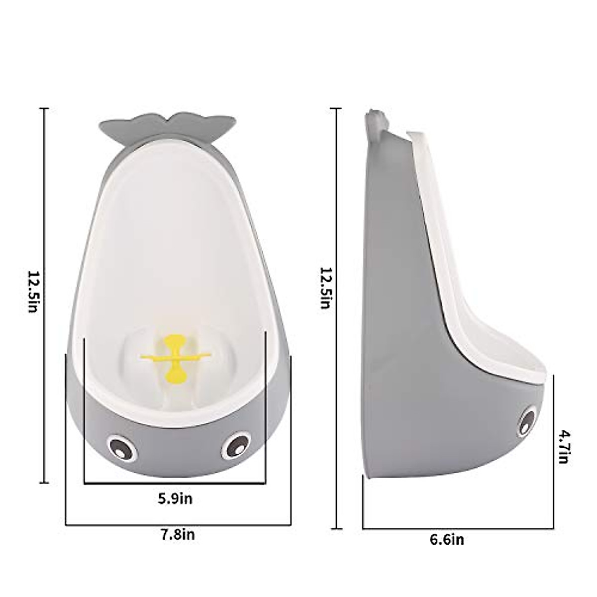 Whale Potty Training Urinal for Boys with Funny Aiming Target, Toddler Boy Toilet Pee Trainer - Gray