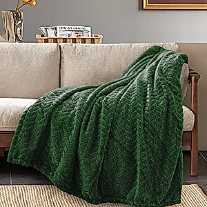inhand Fleece Throw Blankets, Super Soft Flannel Cozy Blankets for Adults, Washable Lightweight Fuzzy Blanket for Couch Sofa Bed Office, Throw Size Warm Plush Blankets for All Season (50"×60", Green)
