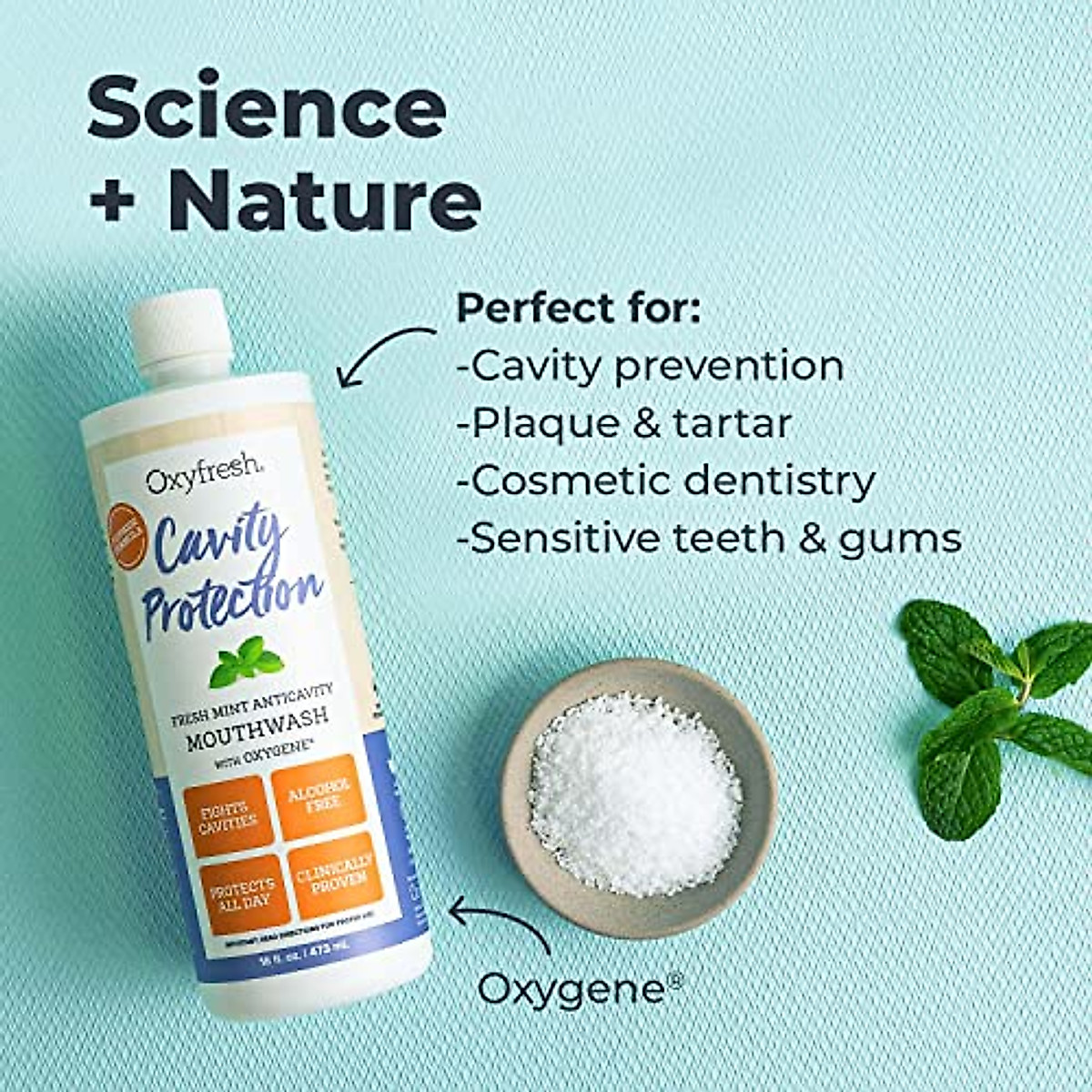 Oxyfresh Cavity Protection Fluoride Mouthwash – Anticavity Mouthwash for Sensitive Teeth – Non-Staining, Alcohol Free – Lasting Fresh Breath. 16 oz.