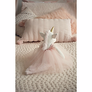 Inspired by Jewel Ella The Unicorn Premium Quality Stuffed White Unicorn Plush Doll with Golden Horn, Hooves & Flowing Pink Mane & Soft Tail | Playable Toy with Movable Legs with Huggable Arms