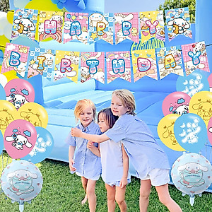 Cartoon Dog Birthday Party Decoration, Dog Include Kawaii Cartoon Theme Birthday Banner, Cake Topper, Latex Balloons, Foil Ballons for Kids Birthday Party Supplies, Baby Shower