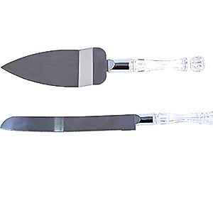 Mis Quince 15 Anos Cake Knife and Server Set Acrylic Crystal Handle -Cuchillos y Pala