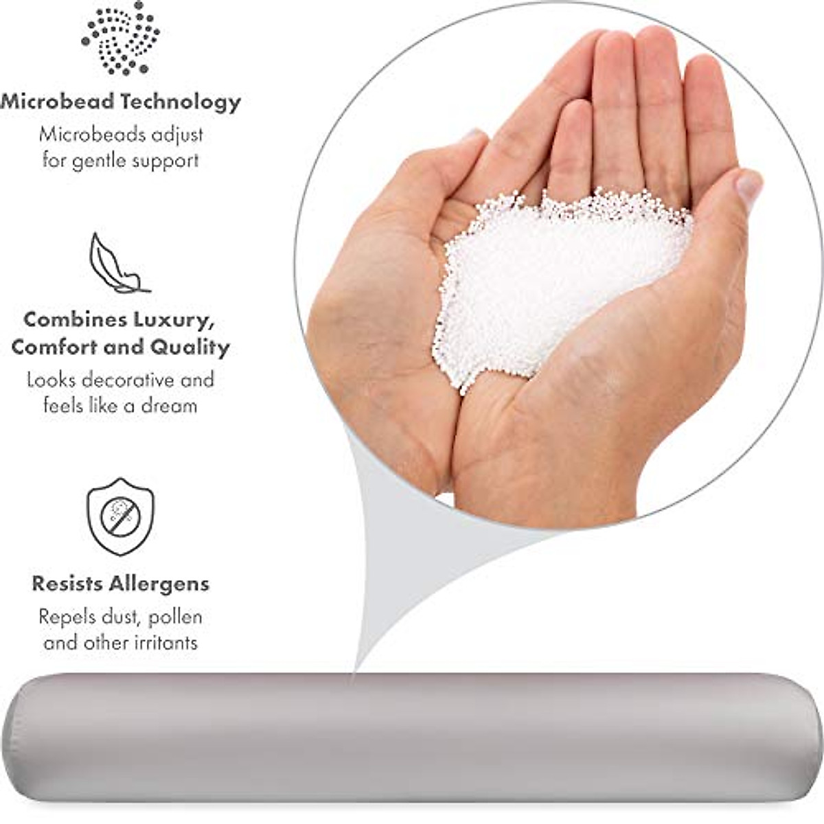 Case Only - Body Pillow Cover Stylish Silky Super Soft - 85% Spandex/ 15% Nylon, Beauty - Anti Wrinkle, Anti Aging Prevention - Breathable Pillowcase Design - Gentle on Hair Size 48 X 8, Stone Grey