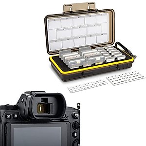 Z6II Z7II Eyecup + SD XQD Memory Card Case：Soft Silicon Camera Eyecup with 30 SD + 15 CFexpress B/XQD Cards Storage Case