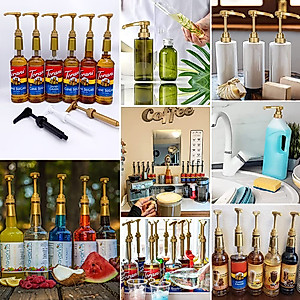 BLOCE Coffee Syrup Pump, 8-Pack Gold Kitchen Coffee Bar Tools, Fits 25.4 oz 750 mL Syrup Bottles, Compatible with Torani, DaVinci, Jordans Skinny Syrups