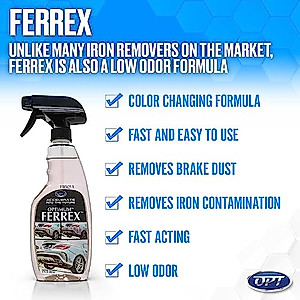 Optimum FerreX Iron Remover - 17 oz., Multi-Use Car Detailing Spray Acts as a Tar Remover and Car Wheel Cleaner, Safe for Use on Cars, RV's, Motorcycles, and Boats