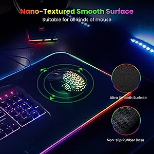 Blade Hawks Extra Large RGB Gaming Mouse Pad, Extended Soft LED Mouse Pad, Anti-Slip Rubber Base, Computer Keyboard Mousepad Mat (31.5 x 12 Inch)