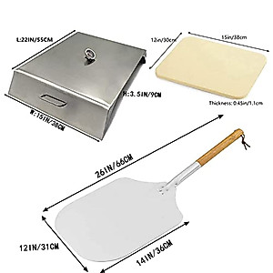 Universal Stainless Steel Grill Top Pizza Oven Kit with Pizza Stone Pizza Peel Pizza Cutter Pizza Shovel for Most Gas Grills Flat Top Grills Griddles Firepit- Set of 7 Pizza Baking Pizza Accessories