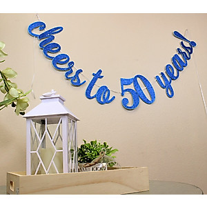All About Details Cheers to 50 Years! Cursive Banner (Blue)