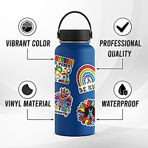 50 Pack Pcs Autism Awareness Stickers for Water Bottles Waterproof Vinyl Laptop Luggage Phone Case Cars Inspirational Sticker Packs Bulk Adults Teens Kids Aesthetic Small Decals