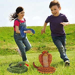 Sosation 3 Pcs Snake Stuffed Animal 43 Inches Cobra Snake Plush Toy Large Realistic Snake Stuffed Animal Toy with Red Tongues Python Stuffed Dolls Gifts for Children Kids