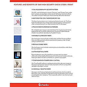 EZ Checks 3 Checks Per Page Hologram High Security Laser Check Stock | 150 Sheets/450 Checks | Blue/Maroon