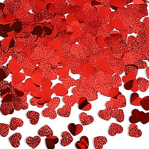 600Pcs Valentines Day Heart Confetti, Red Glitter Valentines Confetti Hearts, Hearts Table Confetti Decorations for Valentine's Day Wedding Anniversary Party Home Table Decoration Photo Booth Backdrop