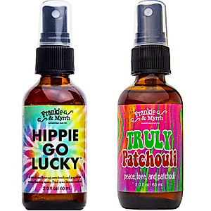 Frankie & Myrrh 2-Pack Room Spray: Truly Patchouli & Hippie Go Lucky. Natural Light Perfume/Cologne for Relaxation and Energy Aromatherapy
