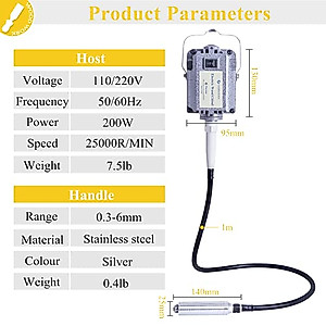 YUCHENGTECH Flex Shaft Rotary Tool Flexible Shaft Grinder Rotary Tool Electric Chisel Electric Wood Carving Tools for Wood Carving Buffing polishing Sanding 18000-20000RMP (110V)