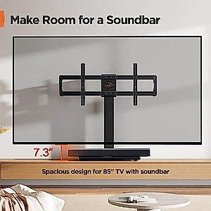 Perlegear Universal TV Stand Mount, Heavy-Duty Tabletop TV Stand for 43–85 inch TVs up to 99 lbs, Swivel TV Stand with Tempered Glass Base, Height-Adjustable TV Stand Base, Max VESA 800x400mm