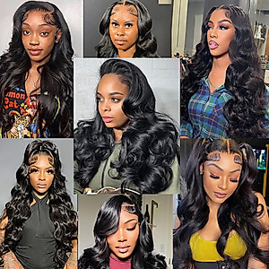 Beauty Lueen 13x4 HD Transparent Body Wave Lace Front Wigs Human Hair Pre Plucked Glueless Wigs 13x4 Lace Frontal Wigs For Black Women 150 Density (24 inch)