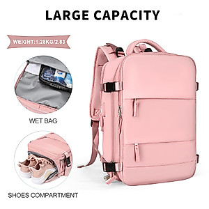 coowoz Large Travel Backpack For Women Men,Carry On Backpack Flight Approved,Hiking Backpack Waterproof Outdoor Sports Rucksack Casual Daypack Fit 15.6 Inch Laptop Shoes Compartment