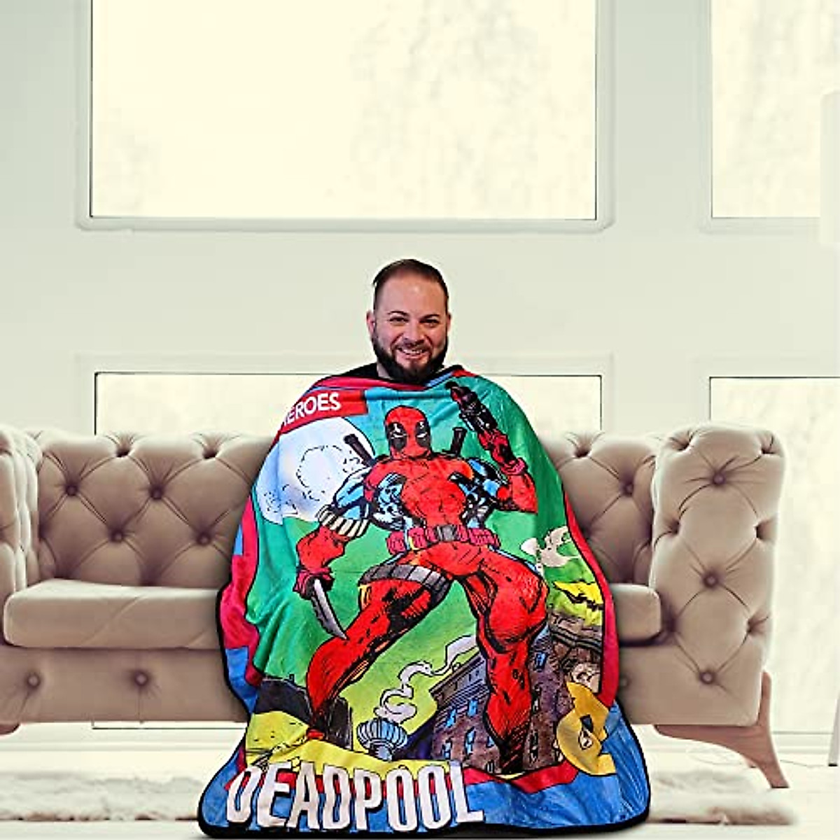 Marvel Deadpool Fleece Throw Blanket| Measures 60 x 45 Inches