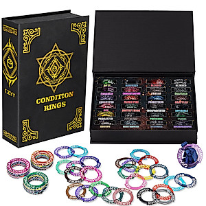 CZYY Upgraded Condition Rings 96 PCS Status Effect Markers in 24 Conditions & Spells Magic Book Storage Box Great DM Tool for Dungeons & Dragons, Pathfinder, D&D and RPG Miniatures