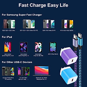 Android Charger, Fast Charger for Samsung Galaxy S22 A13 A23 5G A53 A04s A03s S21 S20,LG G8 G8X G7 G6 G5 V20 V30 V30S V40 V50 V60 ThinQ,LG K51 K92, Type C Charger Block C Charger Cable Fast Charging