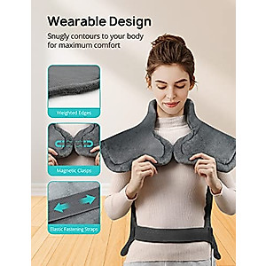 Heating Pad for Back Pain Relief, EVAJOY 24" x 29.5" Large Size Electric Massager Heating Pad for Neck, Back, Shoulders with 3 Heat Levels, 6 Massage Settings, 2H Auto Shut-Off