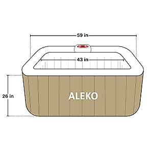 ALEKO Inflatable Hot Tub Spa | Personal High Powered Jetted Bubble | with Fitted Cover and 3 Filters | 160 Gallon | 4 Person Square | Brown | HTISQ4BR