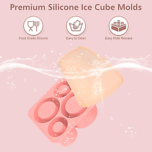Ice Cube Tray for Stanley Cup, Silicone Ice Cube Molds for Stanley 20oz 30oz 40oz Tumbler Cup, Ice Cube Trays with Lids for Chilling Cocktails,Whiskey,Drinks,Coffee (C-Pink)