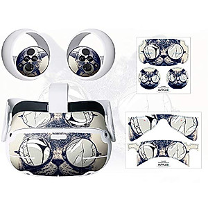 FAMKIT Sticker for VR Headset PVC Stickers Fingerprint-Proof Vinyl Decal Cover for Oculus Quest 2 VR Headset Parts