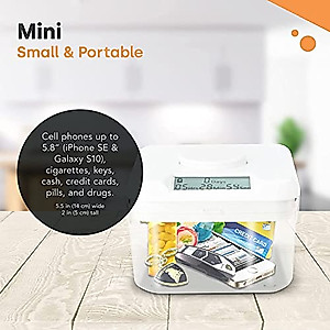 KSafe Timer Lock Box for Phones, Snacks & Medications - Cell Phone Jail & Food Safe with Timer - Time Locking Container for Better Habits & Addiction Management (Mini, White Lid + 3.0” Clear Base)