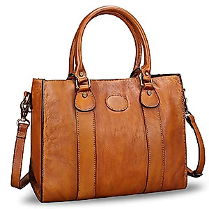 Genuine Leather Satchel Purses Handbags for Women Top Handle Shoulder Bags Lady Crossbody Tote Bags (Brown)