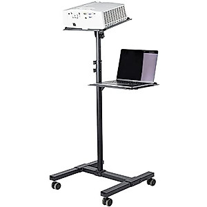 StarTech.com Mobile Projector and Laptop Stand/Cart - Heavy Duty Portable Projector Stand (2 Shelves, hold 22lb/10kg each) - Height Adjustable Rolling Presentation Cart w/Lockable Wheels (ADJPROJCART)
