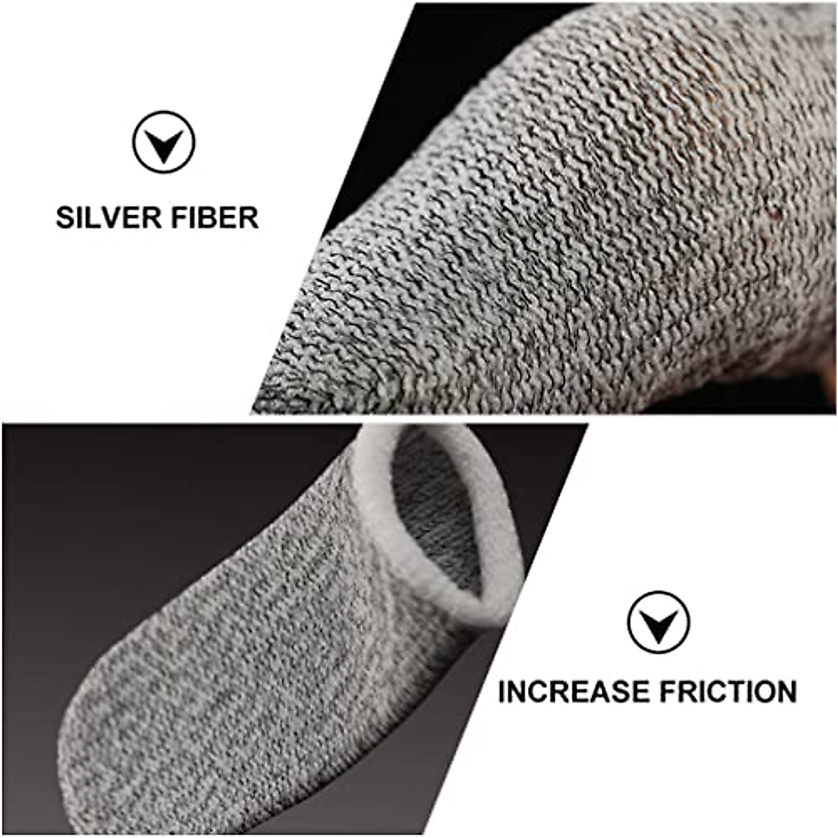 UKCOCO Gaming Finger Sleeves for Mobile Game- White Yellow Silver Fiber Game Sweat- Proof Finger Cot Mobile Controller Breathable Touchscreen, 6pcs