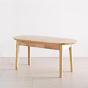 Livinia Aslan 35" Malaysian Oak Round Wooden Dining Bench/Solid Wood Bedroom Entry Way Kitchen Corridor Bench (Natural Oak)