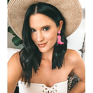 Beaded Cowboy Boot Earring Western Cowgirl Boots Earrings for Women Boho Shoes Dangle Drop Earrings Y2k Jewelry Party Gift, Zinc, No Gemstone